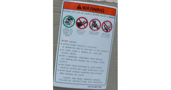 Warning Sticker, Improper Use | $9.63